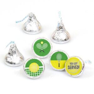 big dot of happiness you got served - tennis - baby shower or tennis ball birthday party round candy sticker favors - labels fit chocolate candy (1 sheet of 108)