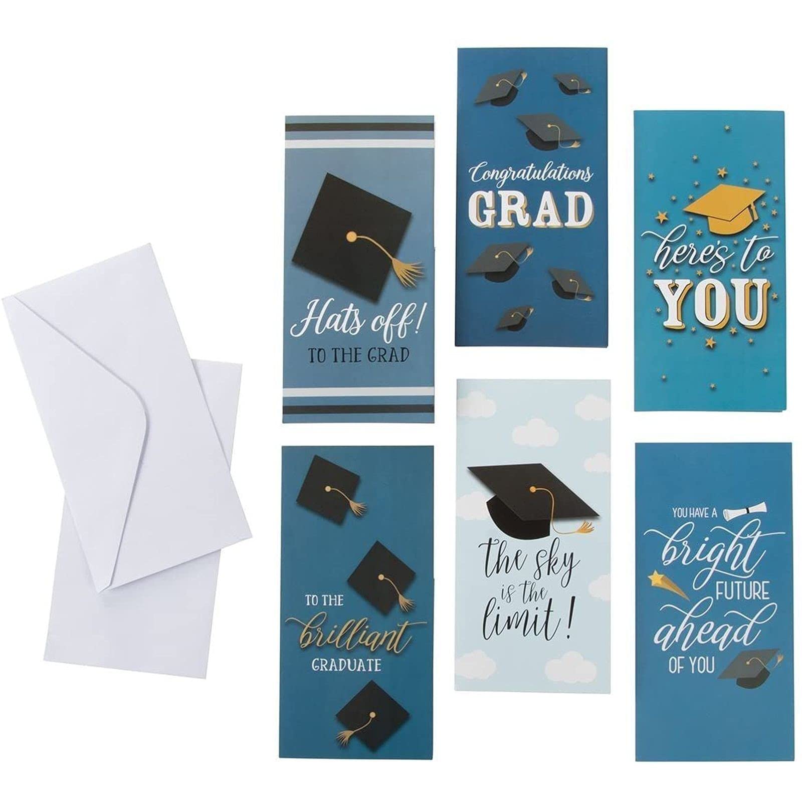 Best Paper Greetings 36 Pack Blank Graduation Thank You Cards with Envelopes, 6 Various Designs (4 x 7 In)