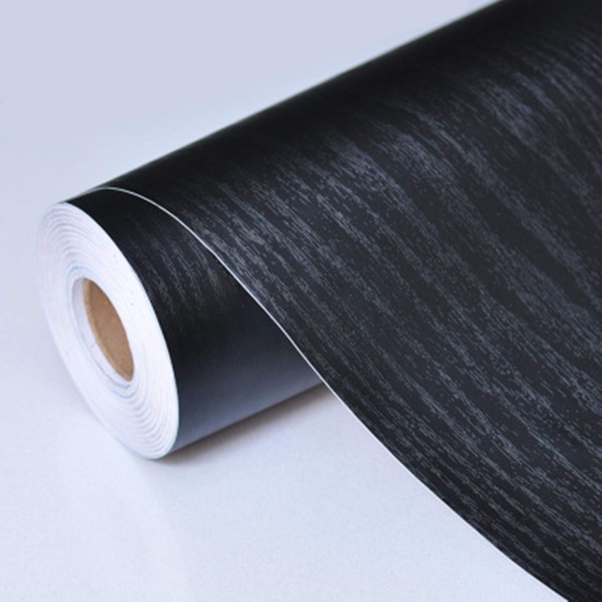 practicalWs Black Wood Contact Paper 17.7'' x 78.7'' Peel and Stick Wood Wallpaper Self Adhesive Black Wallpaper Covering for Kitchen Countertop Cabinets Vinyl Wrap Paper PVC