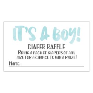 50 Blue Watercolor It’s A Boy Diaper Raffle Tickets - Boy Baby Shower Game