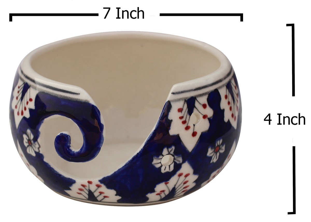 7-Inch Ceramic Yarn Bowl for Knitting and Crocheting with Smooth Spiral Outlet – Tangle-Free Yarn Organizer by ABHANDICRAFTS (AB-BOWL-022)