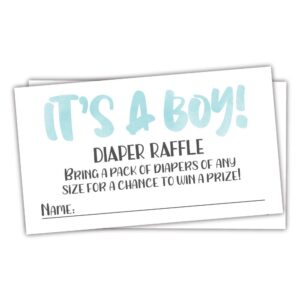 50 blue watercolor it’s a boy diaper raffle tickets - boy baby shower game