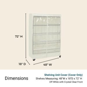 Formosa Covers Premium Clear Front Wire Shelf Steel Rack Cover Off White - Heavy-Duty Storage Solution for Wire Shelving Rack (48”Wx18”Dx72”H) - Waterproof PVC, Water/Dust Resistant Fabric, Zippers