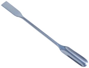 double ended micro lab scoop spoon half rounded/flat end spatula, 6" l stainless steel