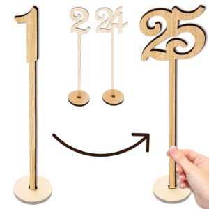 merry expressions table numbers, wedding table numbers 1-25, each number is 13.5 inch wooden numbers for receptions, weddings & restaurants commercial grade