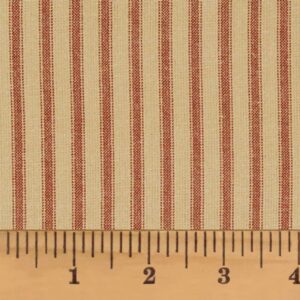 primitive red & tea dye ticking stripe homespun cotton fabric by jcs - sold by the yard