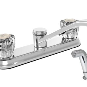 Keeney EBA67WCP Belanger Double Handle Kitchen Faucet with Side Spray 13” x 19”, Polished Chrome