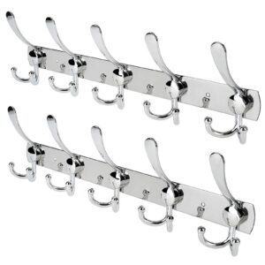 whitgo wall mount coat hook, 2 pack 15 hooks stainless steel coat hangers rack robe hat clothes hook wall coat rack hooks