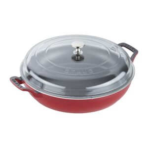 staub braiser with glass lid, 3.5-qt, cherry