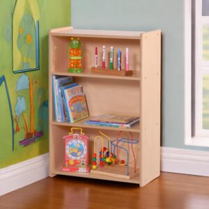 Children’s Factory Value Line Narrow 3-Shelf Toddler Bookshelf and Toy Organizer Shelves for Daycare, Playroom, Preschool