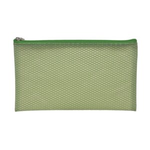 school smart pencil case pouch, vinyl and mesh, green