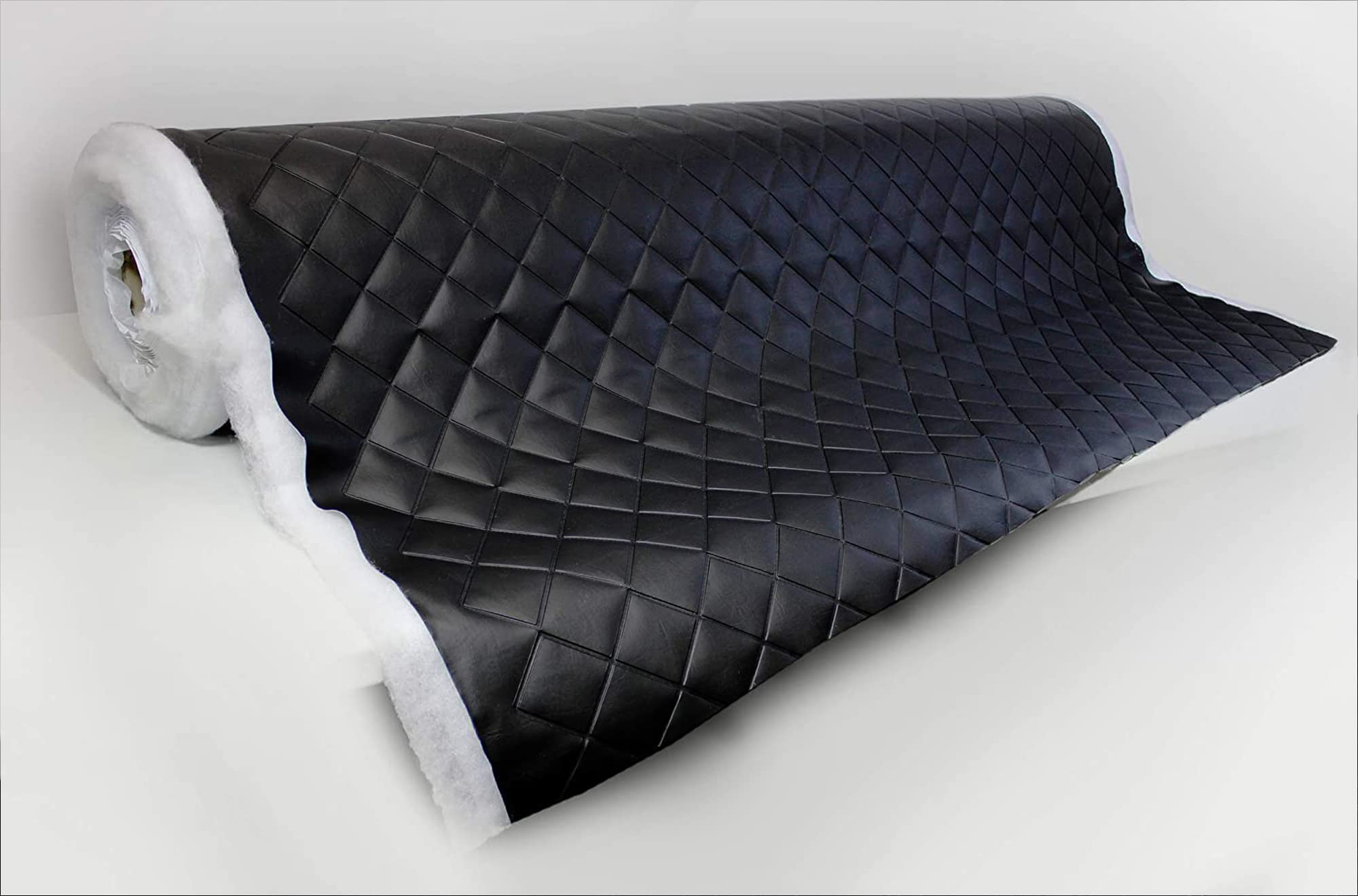 VViViD Bycast65 Black Quilted 4" x 6" Diamond Pattern Padded Marine Vinyl Roll (25ft x 54")