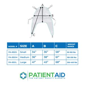 Patient Aid Full Body Mesh Divided Leg Sling with Head and Neck Support for Bathing and Toileting, with 155-255 lbs (Medium) Weight Capacity Mesh Weave for Safe and Easy Transfers