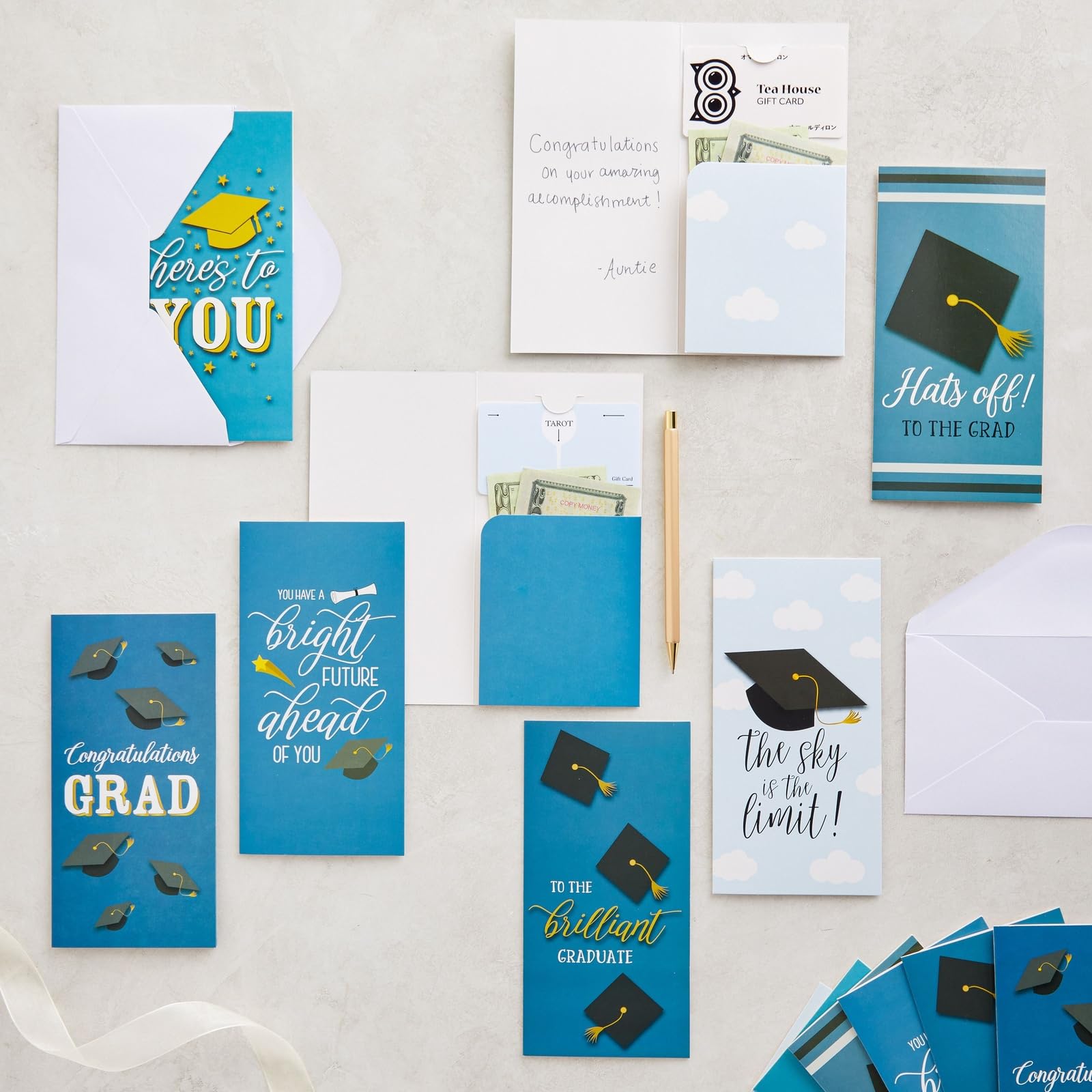 Best Paper Greetings 36 Pack Blank Graduation Thank You Cards with Envelopes, 6 Various Designs (4 x 7 In)