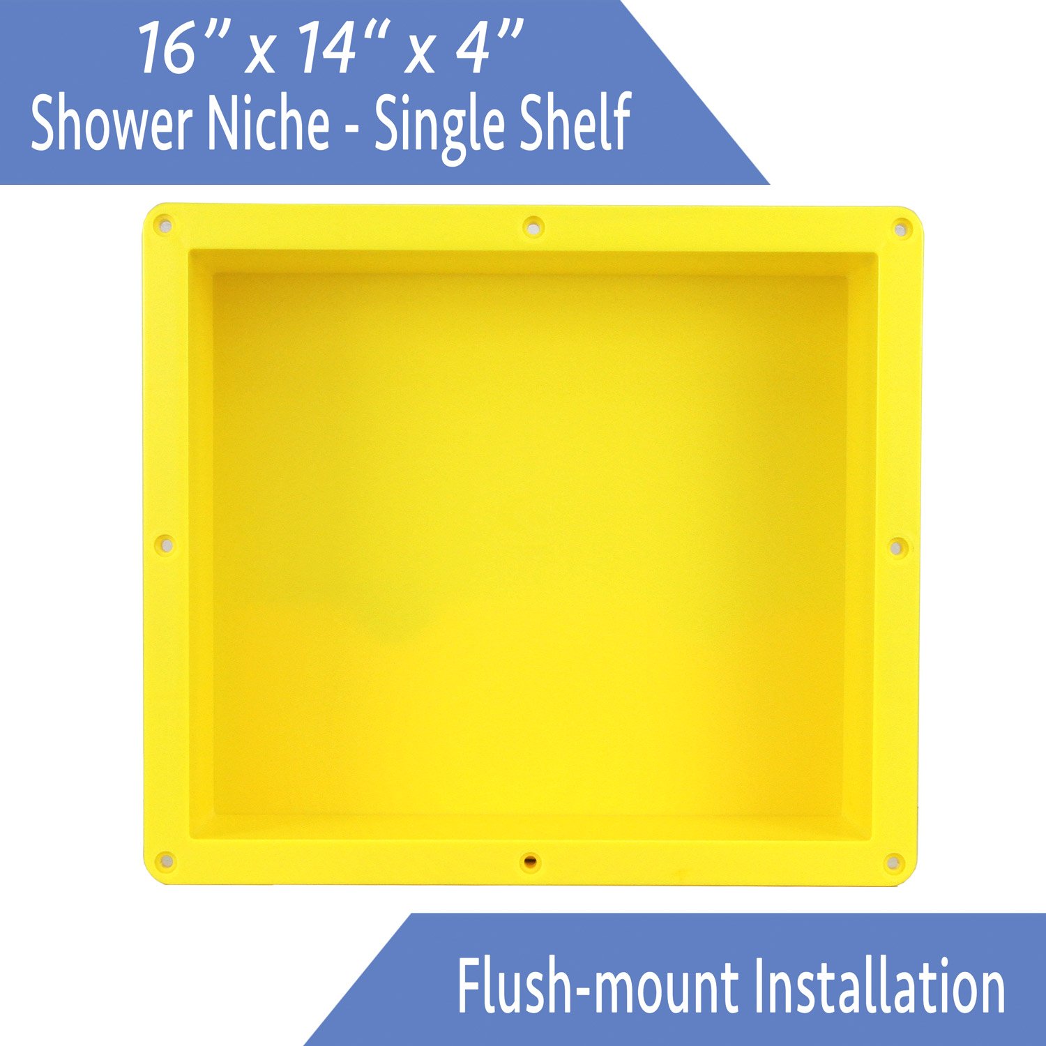 Ready For Tile Waterproof Leak Proof 16" x 14" Bathroom Recessed Shower Niche - Single Bathroom Shelf Organizer Storage For Shampoo & Toiletry Storage STR-1614 - Flush Mount Installation