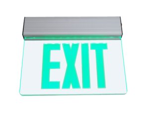 nicor lighting led emergency exit sign, clear with green lettering (exl2-10unv-al-cl-g-1)