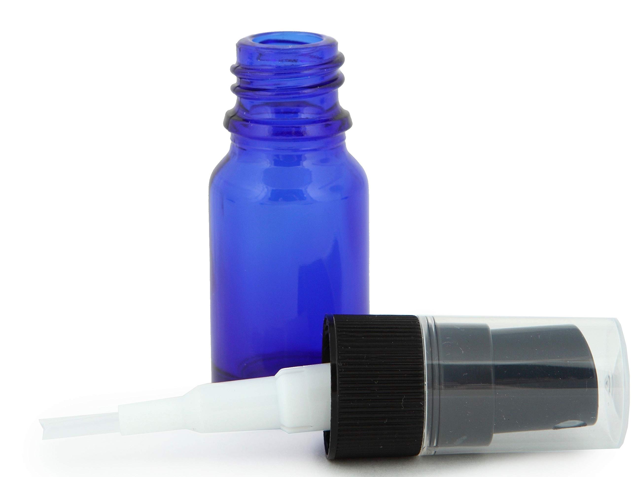 Vivaplex, 24, Cobalt Blue, 10 ml (1/3 oz) Glass Bottles, with Black Fine Mist Sprayer's