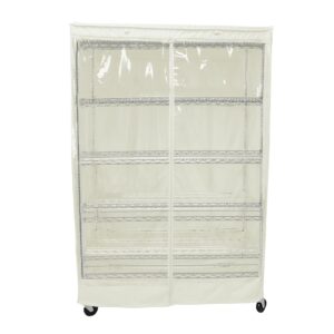 Formosa Covers Premium Clear Front Wire Shelf Steel Rack Cover Off White - Heavy-Duty Storage Solution for Wire Shelving Rack (48”Wx18”Dx72”H) - Waterproof PVC, Water/Dust Resistant Fabric, Zippers