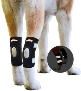 neoally - short rear leg hock brace, dog leg brace for rear leg, hock & ankle support, dog brace for torn acl & ccl, dog leg sleeve with reflective straps, small, black, 1 pair