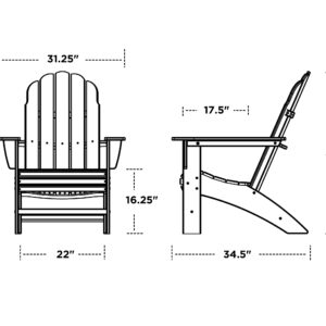 POLYWOOD AD600 Vineyard Curveback Adirondack Chair, White