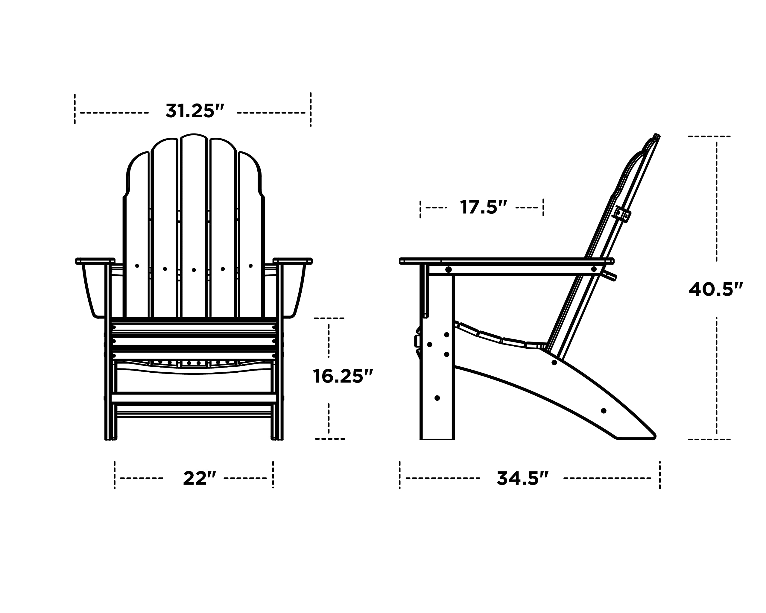 POLYWOOD AD600 Vineyard Curveback Adirondack Chair, White