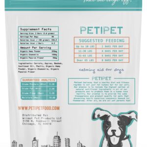 PETIPET Vegan Calming Bars for Small Dogs - Anxiety Composure Relief - with Carrots, Apples, Hemp, Chamomile, Passion Flower - for Dog Stress & Separation Aid + Chewing & Barking 180 Treats