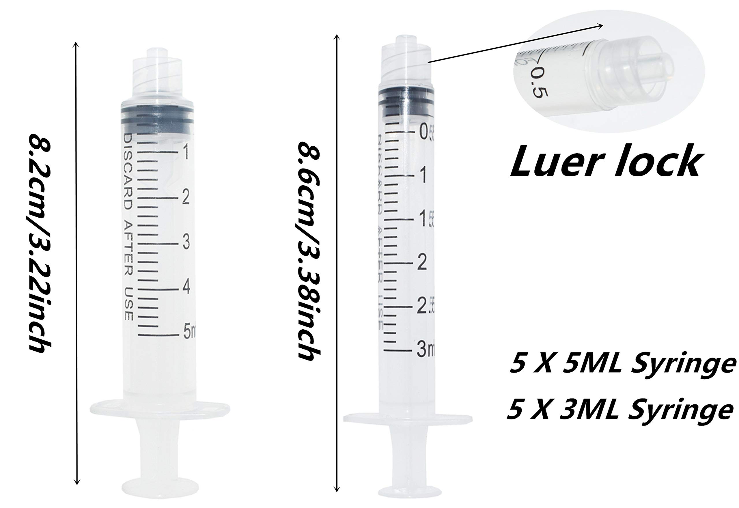 Precision Applications of Glue, 3ml 5ml Syringes and Blunt Tip Needles(14 15 16 18 19 20 21 22 23 25 Ga), for Liquid Measuring, Craft Paint, Epoxy Resin, Oil or Adhesives Applicator