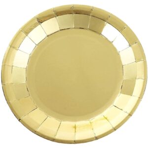 BLUE PANDA Paper Plates in Gold Foil Design for Birthday Party Supplies (9 In, 48 Pack)