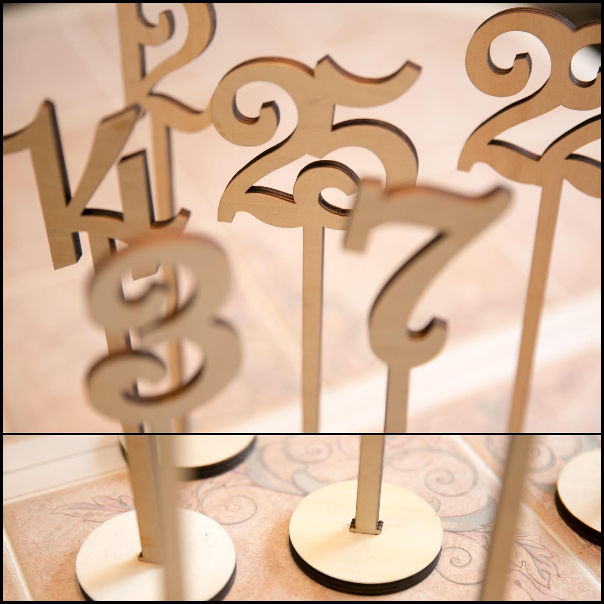 Merry Expressions Table Numbers, Wedding Table Numbers 1-25, Each Number is 13.5 inch Wooden Numbers For Receptions, Weddings & Restaurants Commercial Grade