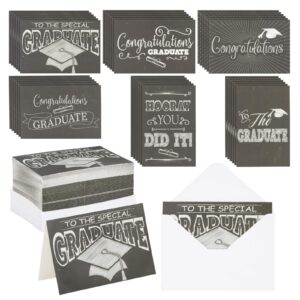 best paper greetings 60 pack blank graduation thank you cards with envelopes, 6 assorted designs, black and white (4 x 6 in)