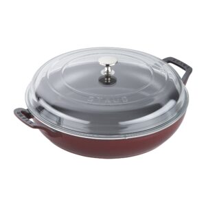 staub cast iron 3.5-qt braiser with glass lid - grenadine