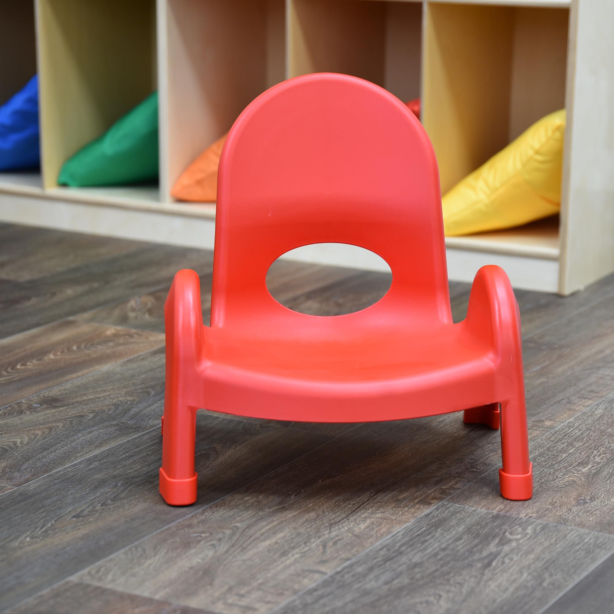 Children's Factory Value Stack Kids Chair, Preschool/Homeschool/Daycare Furniture, Flexible Seating Classroom Furniture for Toddlers, Red, 5" (AB7705PR)