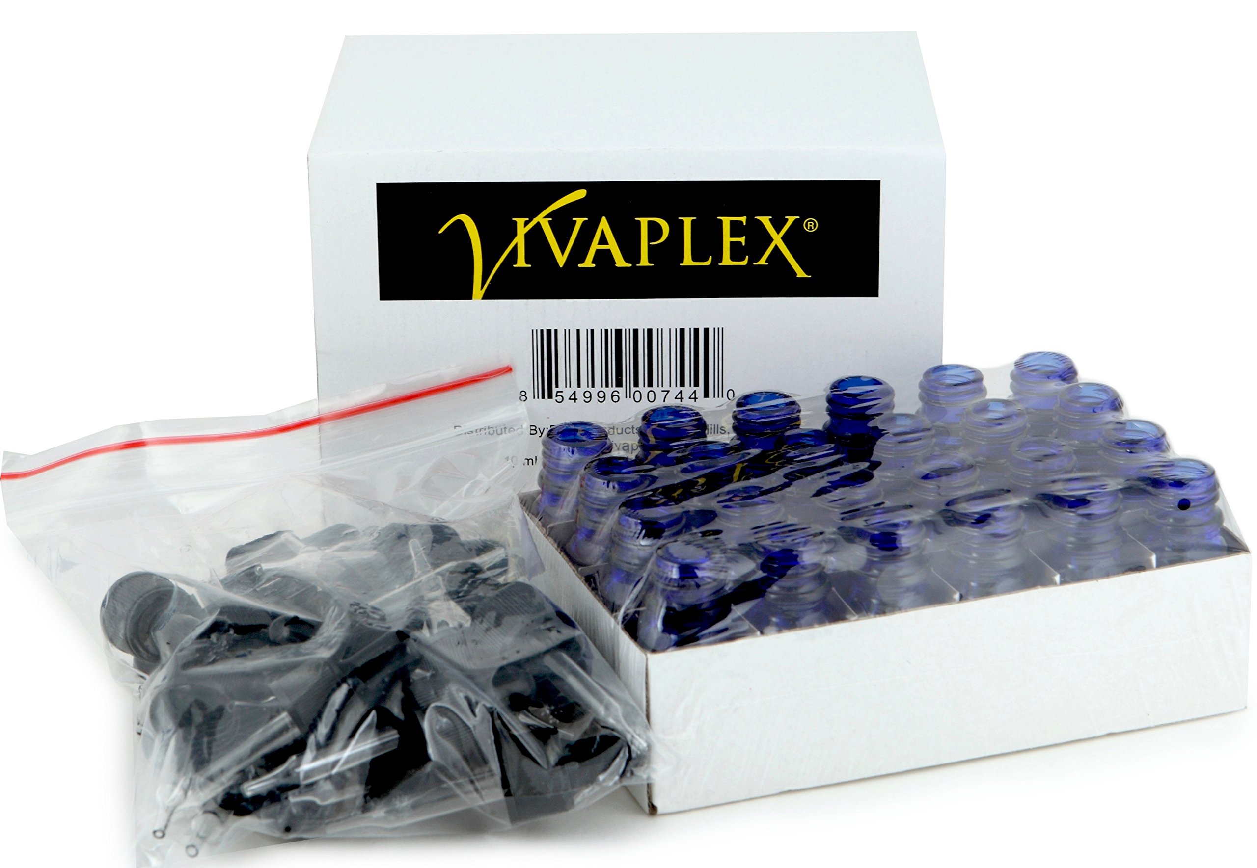 Vivaplex, 24, Cobalt Blue, 10 ml (1/3 oz) Glass Bottles, with Glass Eye Droppers