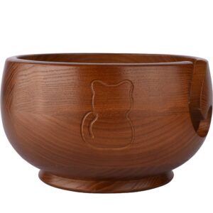 Wooden Yarn Bowl for Knitting and Crocheting Wide and Deep for Projects of Any Size Holder Dimensions Allow You to Place Large Yarn Cakes and Wool Balls