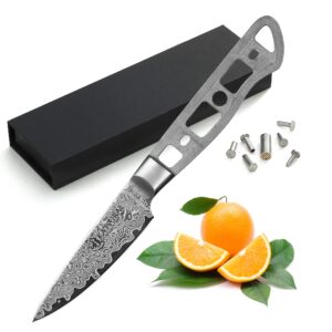 katsura woodworking project kit – paring knife blank – 3.5 inch – japanese premium aus 10, 67 layers damascus steel