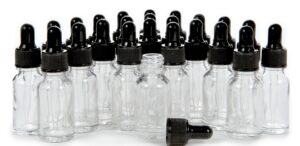 vivaplex, 24, clear, 10 ml (1/3 oz) glass bottles, with glass eye droppers