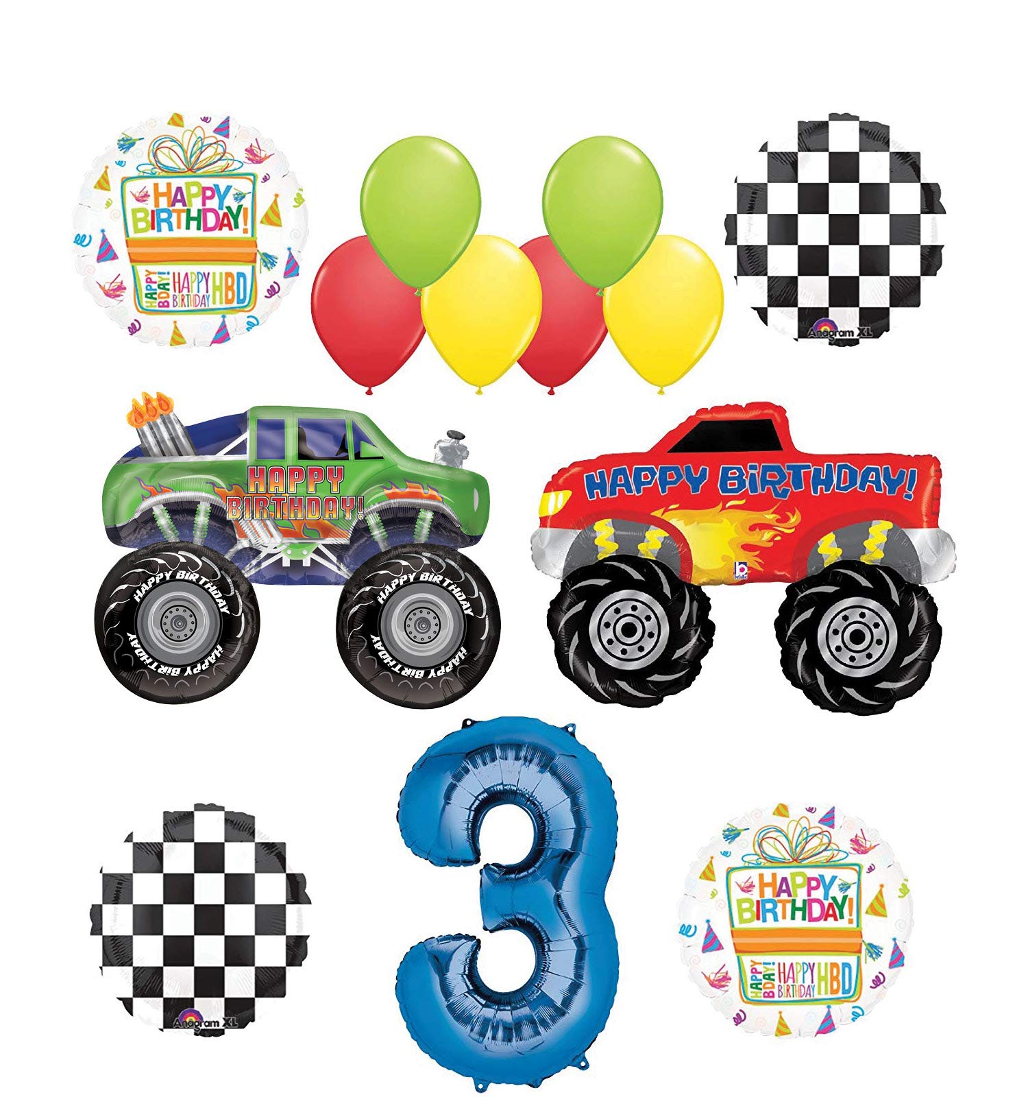 Monster Truck Party Supplies 3rd Birthday Balloon Bouquet Decorations