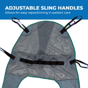 Patient Aid Full Body Mesh Divided Leg Sling with Head and Neck Support for Bathing and Toileting, with 155-255 lbs (Medium) Weight Capacity Mesh Weave for Safe and Easy Transfers