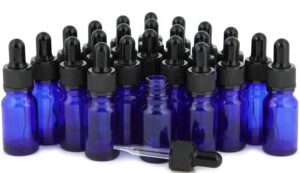 vivaplex, 24, cobalt blue, 10 ml (1/3 oz) glass bottles, with glass eye droppers