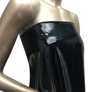 Polyester Spandex Shiny Black Faux Vinyl 2 Ways Stretch Fabric