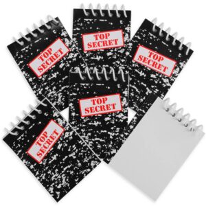 bedwina top secret mini notebooks for kids party favors - (pack of 24) spiral note book pads for murder mystery party decor, secret agent spy or crime detective themed parties, goody bag notepads