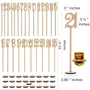 Merry Expressions Table Numbers, Wedding Table Numbers 1-25, Each Number is 13.5 inch Wooden Numbers For Receptions, Weddings & Restaurants Commercial Grade