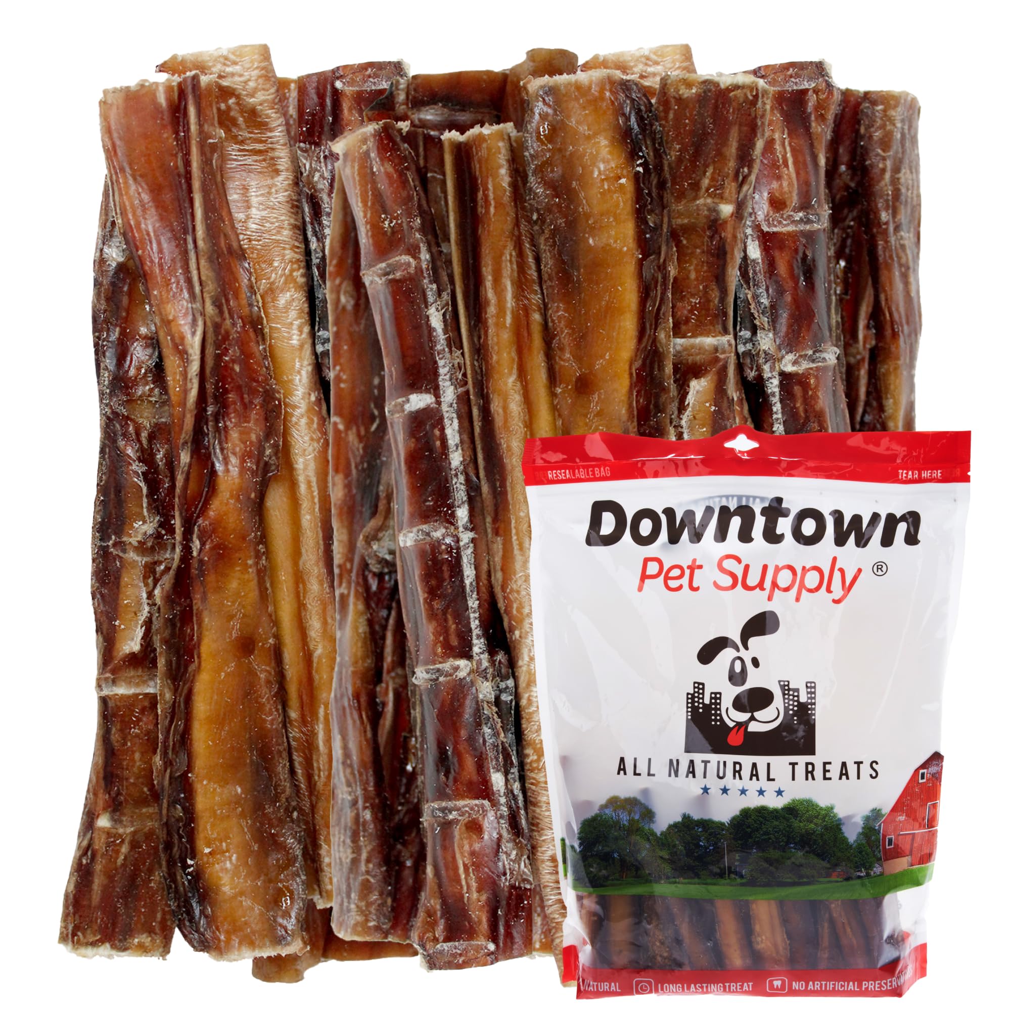 Downtown Pet Supply Bully Sticks for Dogs (6", 15-Pack Regular) Rawhide Free Dog Chews Long Lasting Non-Splintering Pizzle Sticks - USA Sourced Low Odor Bully Sticks for Small - Medium Dogs