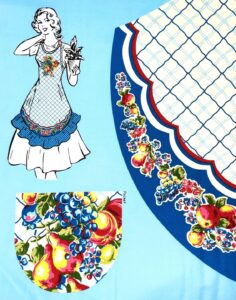 easy cut and sew adorable retro apron kit - colorful"retro fruit" (35" x 62" fabric panel)