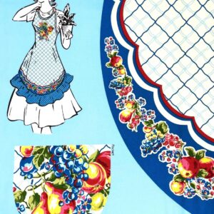 Easy Cut and Sew Adorable Retro Apron Kit - Colorful"Retro Fruit" (35" x 62" Fabric Panel)