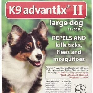 Advantix II Flea Drops,Tick Control K9 for 6-Month Dogs 21-55 Lbs (Red) 6 Doses