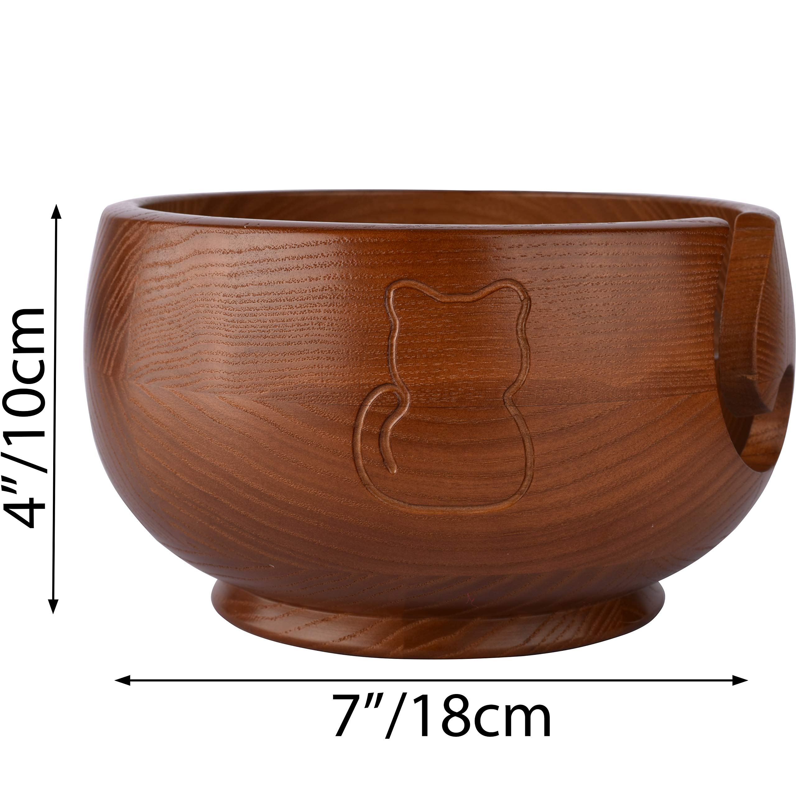 Wooden Yarn Bowl for Knitting and Crocheting Wide and Deep for Projects of Any Size Holder Dimensions Allow You to Place Large Yarn Cakes and Wool Balls