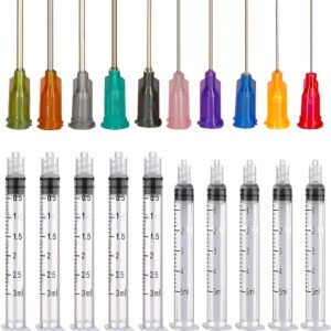 Precision Applications of Glue, 3ml 5ml Syringes and Blunt Tip Needles(14 15 16 18 19 20 21 22 23 25 Ga), for Liquid Measuring, Craft Paint, Epoxy Resin, Oil or Adhesives Applicator