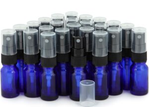 vivaplex, 24, cobalt blue, 10 ml (1/3 oz) glass bottles, with black fine mist sprayer's