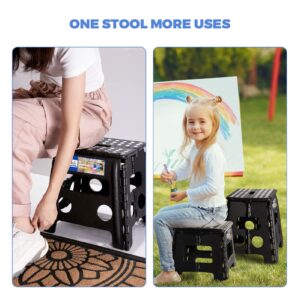 ACKO 2PACK Folding Step Stool - 13" Height Premium Heavy Duty Foldable Stool for Kids and Adults, Kitchen Garden Bathroom Stepping Stool (Black, 2PACK)